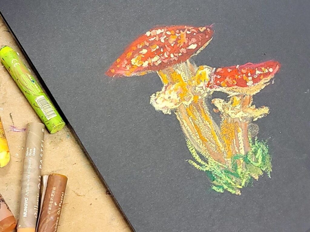 Oil Pastel Woodland Toadstool