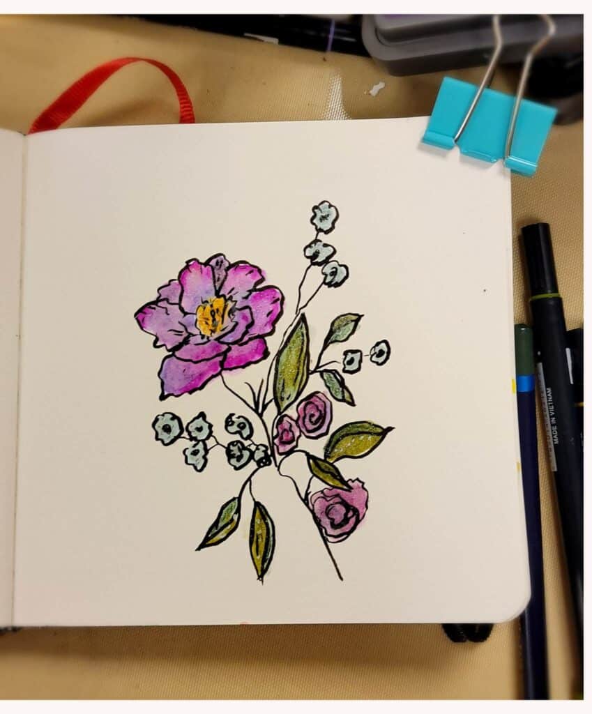 Flower Drawing Painting with Tombow Markers