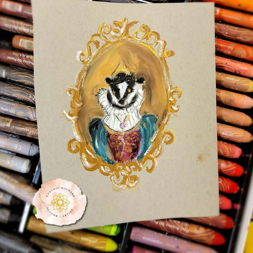 Oil Pastel Storybook Badger Queen Painting